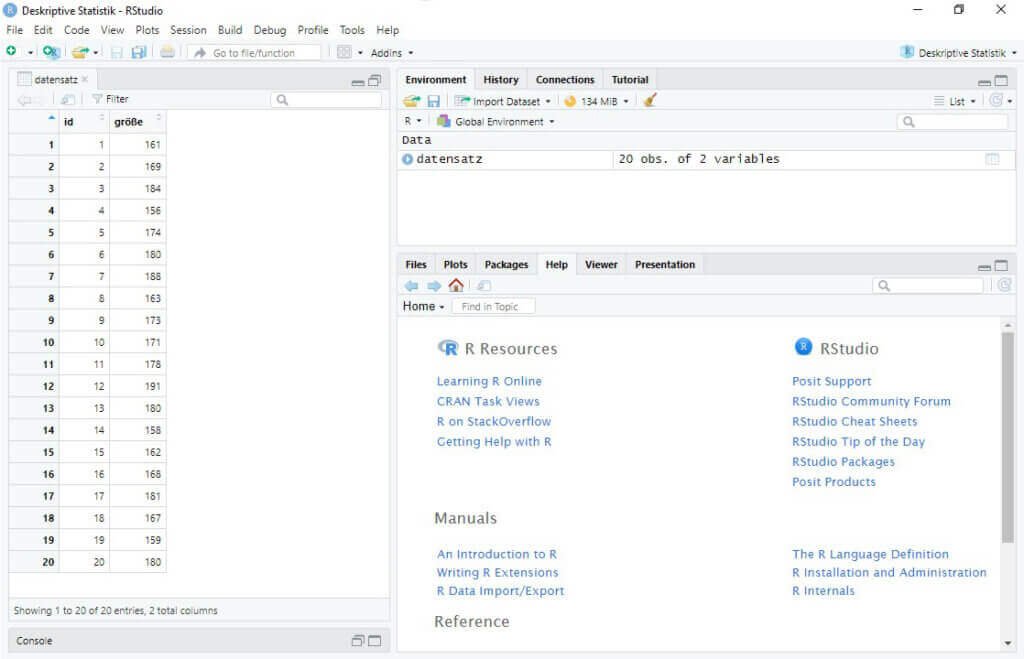Deskriptive Statistik und Häufigkeitsverteilung in RStudio
