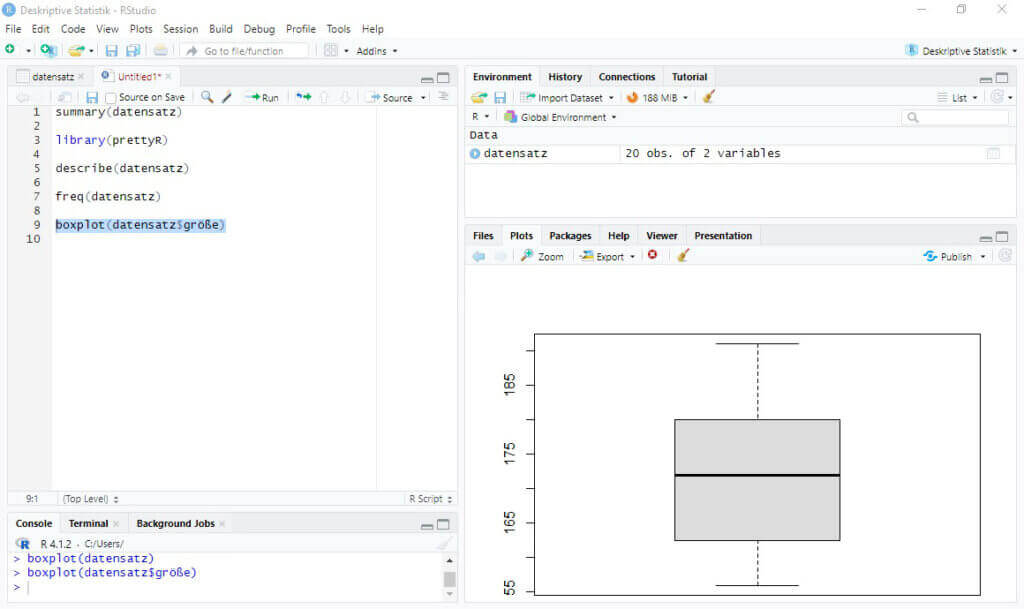 Deskriptive Statistik und Häufigkeitsverteilung in RStudio