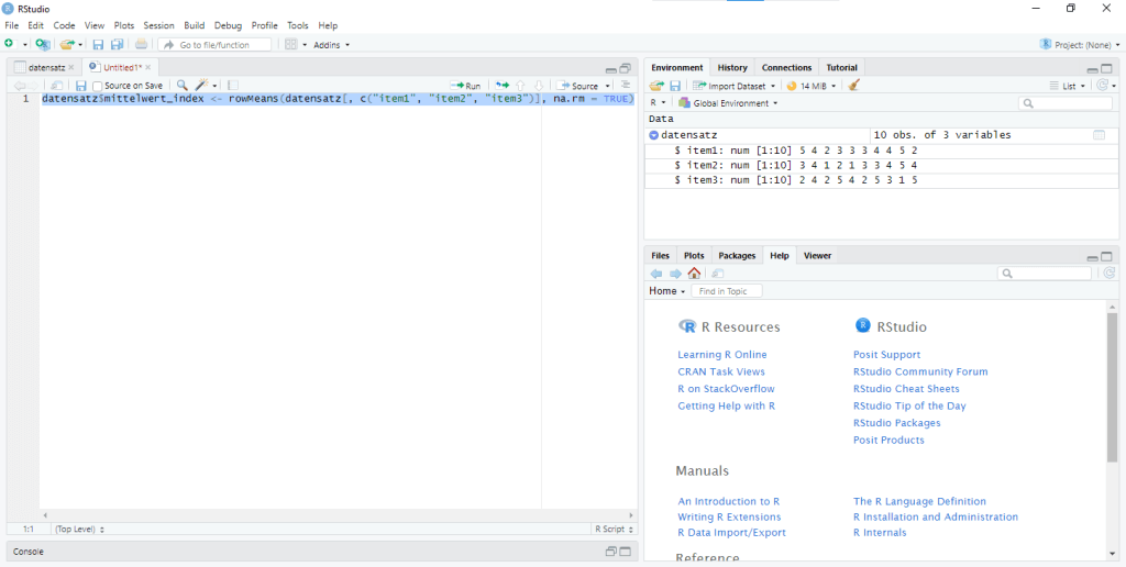 Variablen und Datentransformation in RStudio